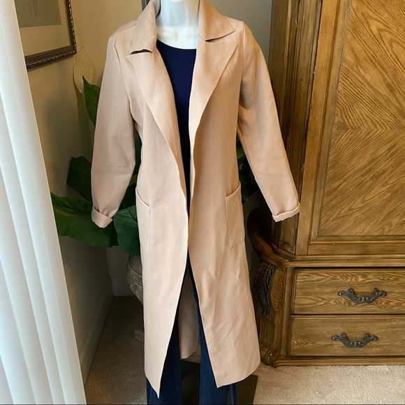 SHEIN | Jackets & Coats | Shein Tan Robe Style Long Light Weight Duster ...